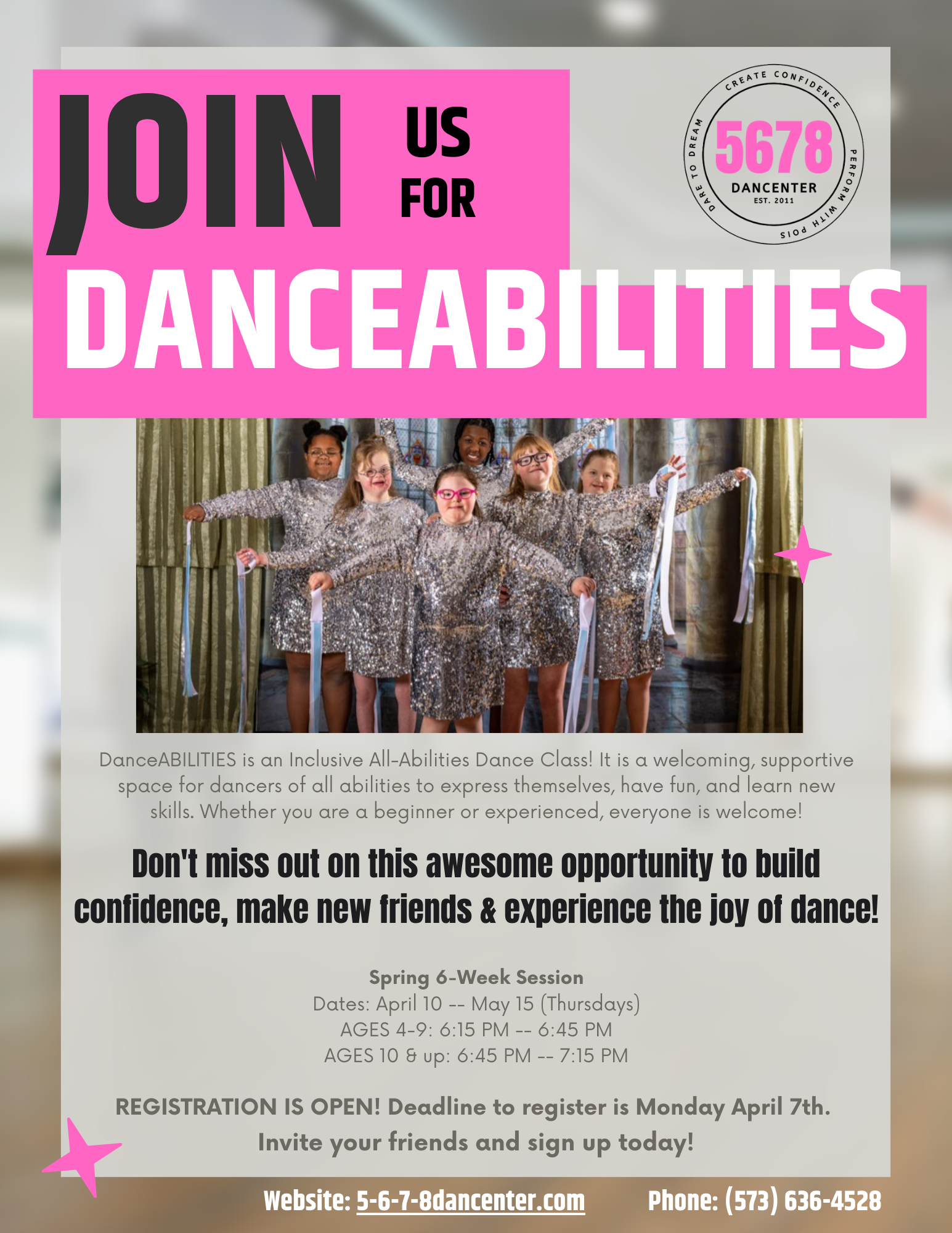 Join us DanceABILITIES Spring 2025! | 5-6-7-8dancenter.com